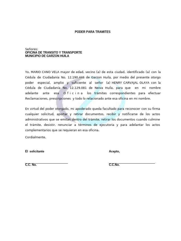 Poder Victor Jose Bermeo Falla | PDF