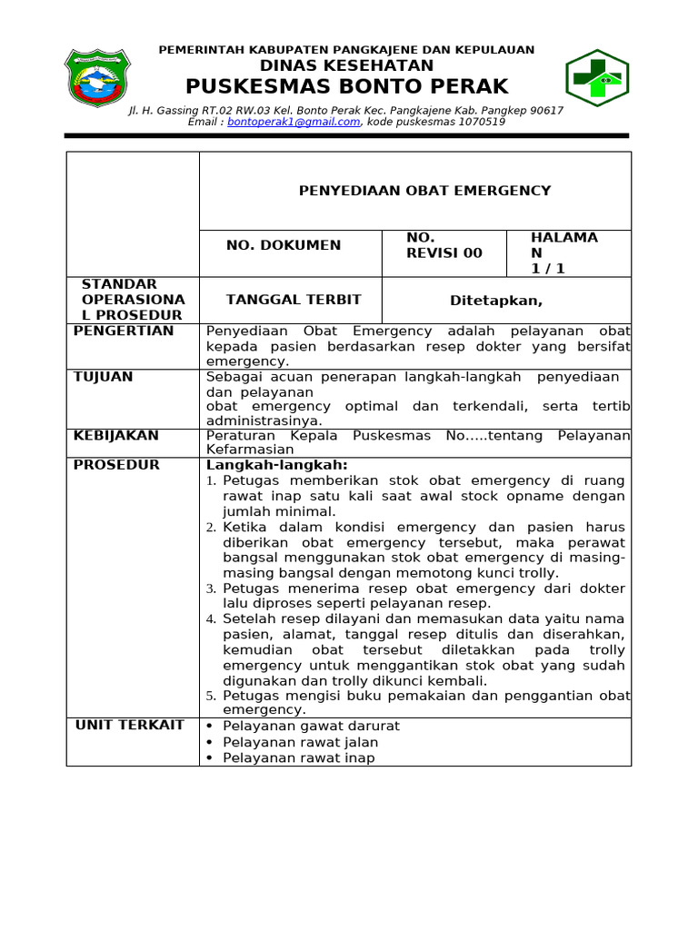 Prosedur Penyediaan Obat Emergency | PDF
