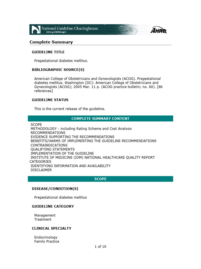 American College of Ginecol Guideline | PDF | Diabetes | Childbirth
