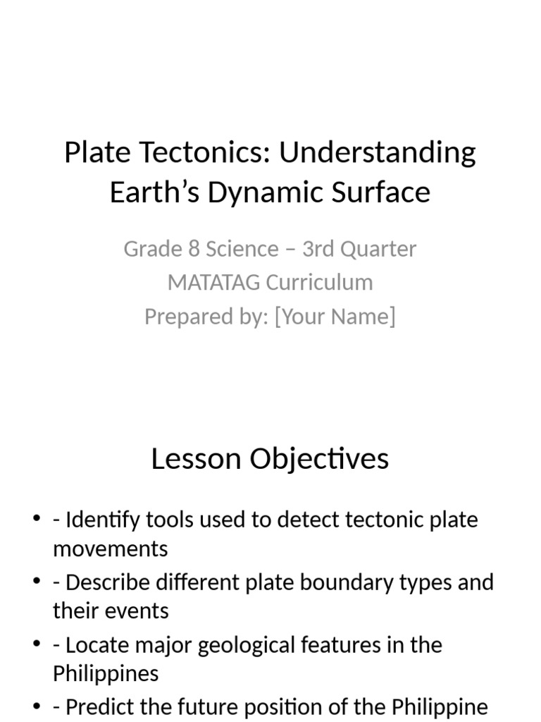 Plate Tectonics: Grade 8 Curriculum Guide | PDF | Plate Tectonics | Volcano
