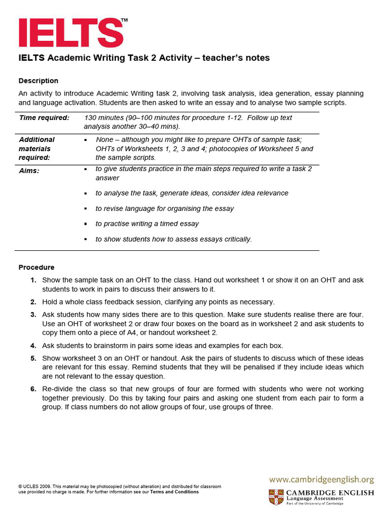 IELTS Writing Task Activity | PDF | Knowledge | Question