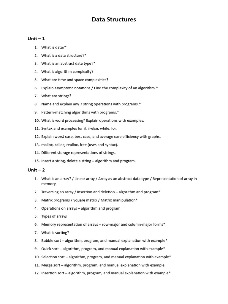 Data Structures Question Bank | PDF | Theoretical Computer Science | Algorithms