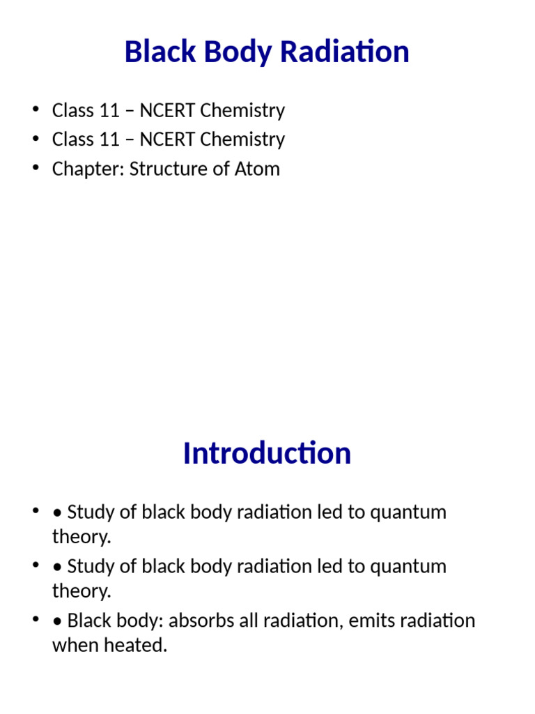 Black Body Radiation Designed Seminar | PDF | Quantum | Electromagnetic ...
