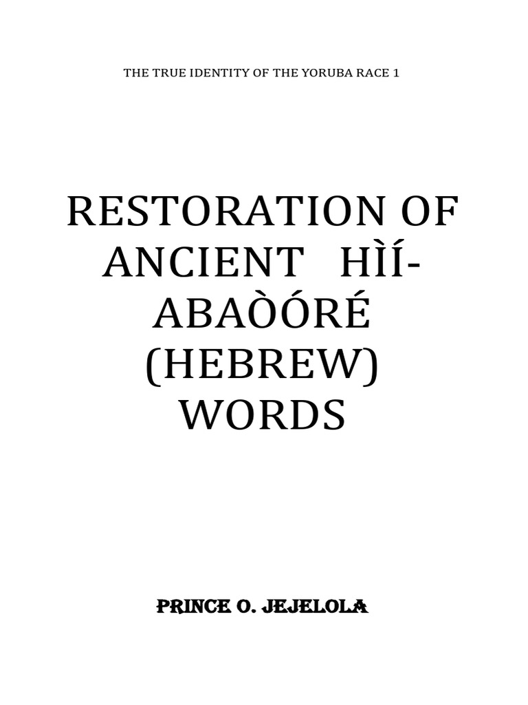 Yoruba Race: Ancient Hebrew Roots | PDF | Cain And Abel | Hebrew Bible