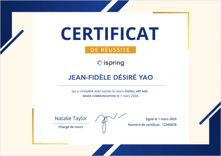 Ispring Certificat de Reussite 1711613184 | PDF
