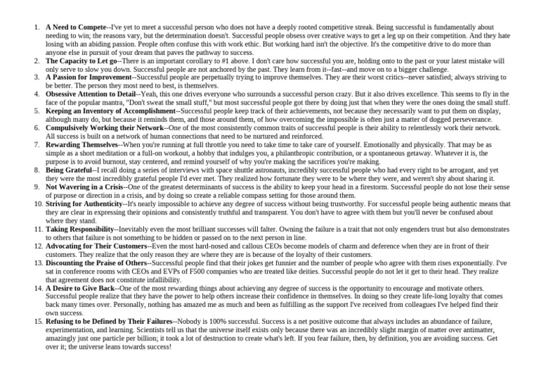 Traits of Highly Successful People | PDF