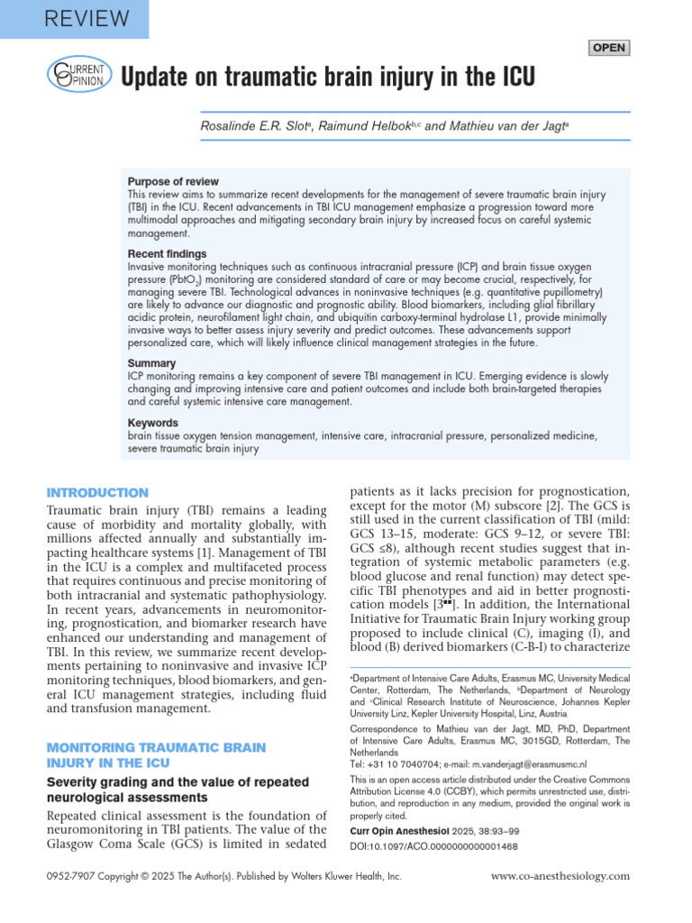 1 Update On Traumatic Brain Injury in The Icu.3 | PDF | Traumatic Brain ...