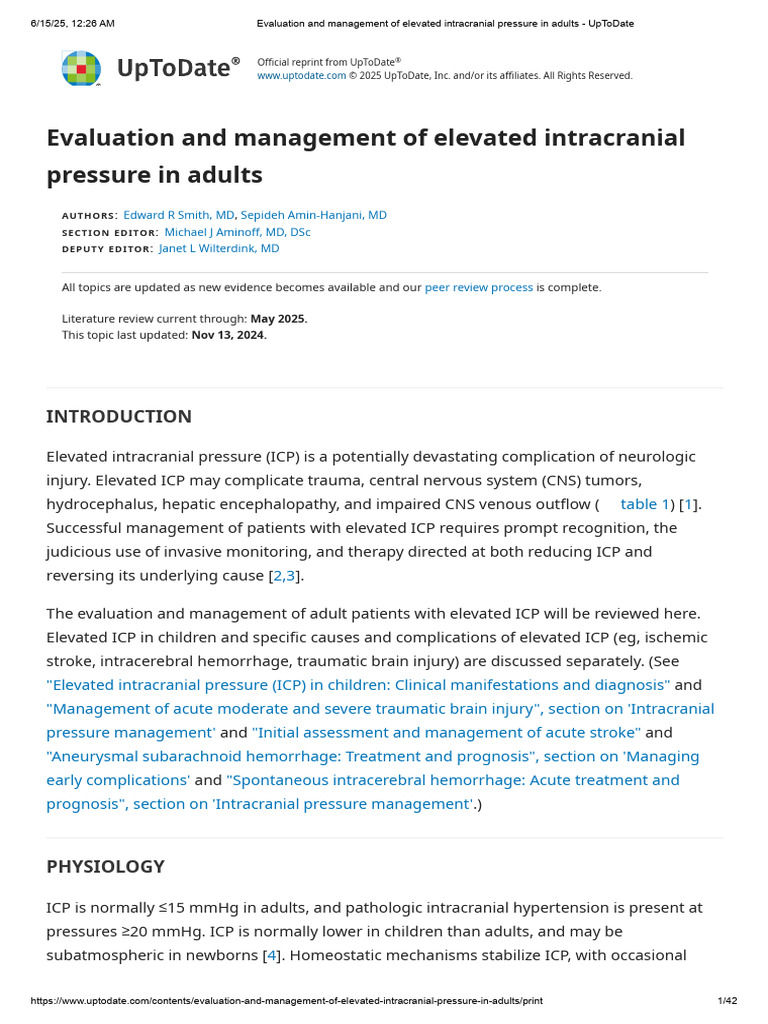 4 Evaluation and Management of Elevated Intracranial Pressure in Adults ...