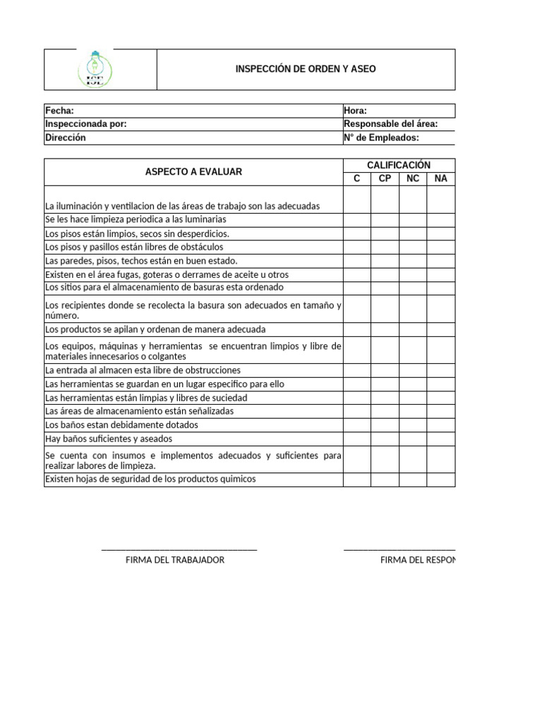 F-sst-44 Inspeccion de Orden y Aseo Ise | PDF