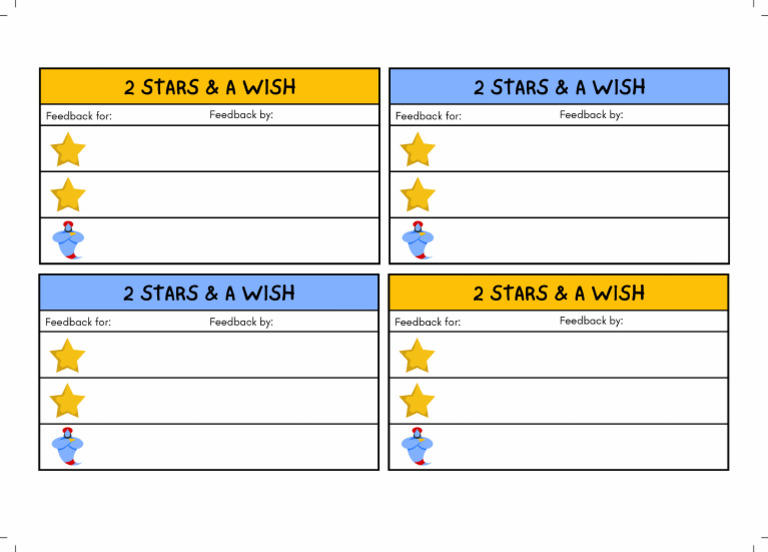 2 Stars & 1 Wish Peer Feedback Tickets | PDF