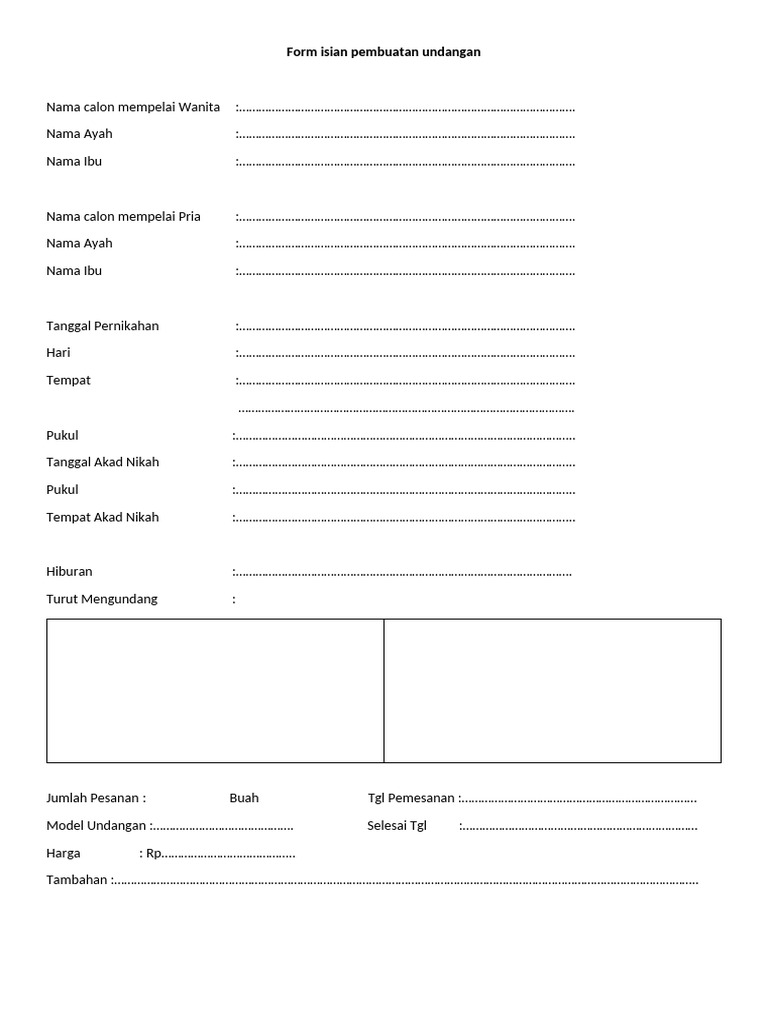 Form Isian Undangan Pesanan | PDF