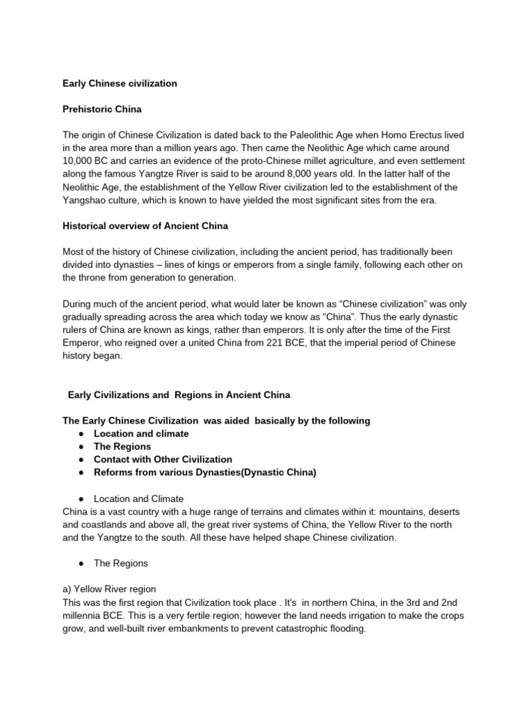 Early Chinese Civilization | PDF | History Of China | Emperor Of China