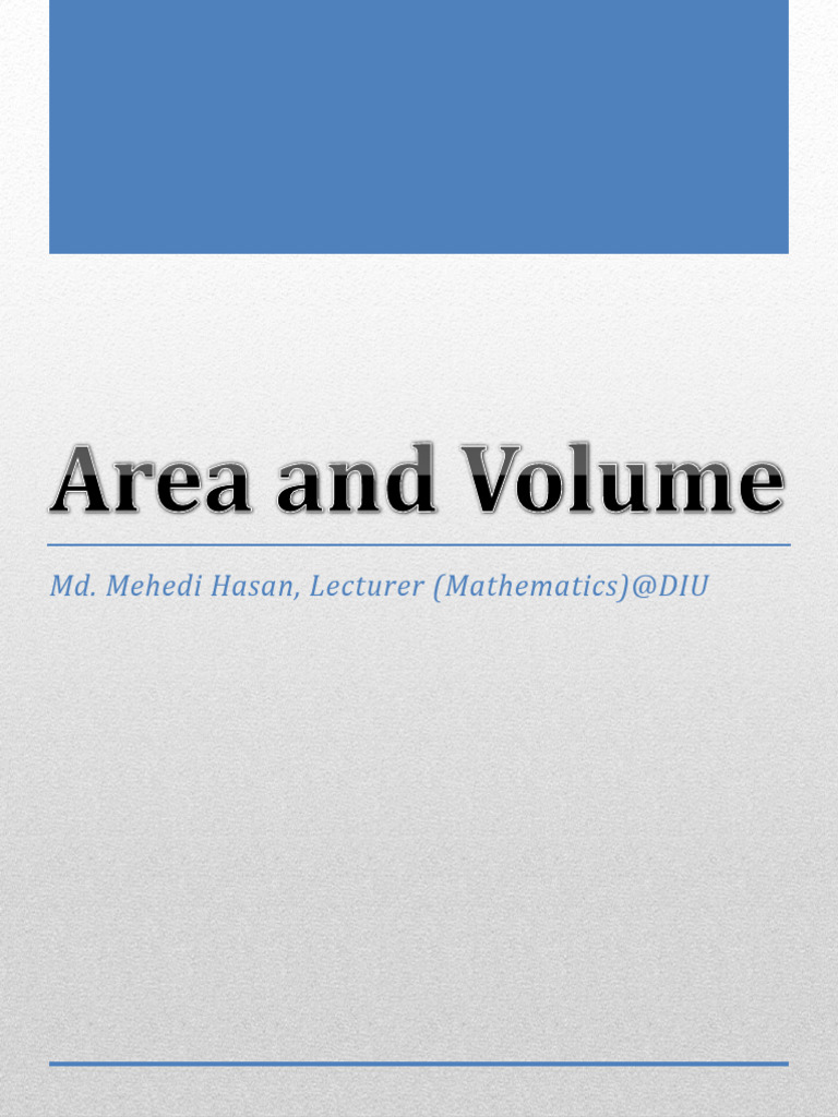 Area and Volume | PDF