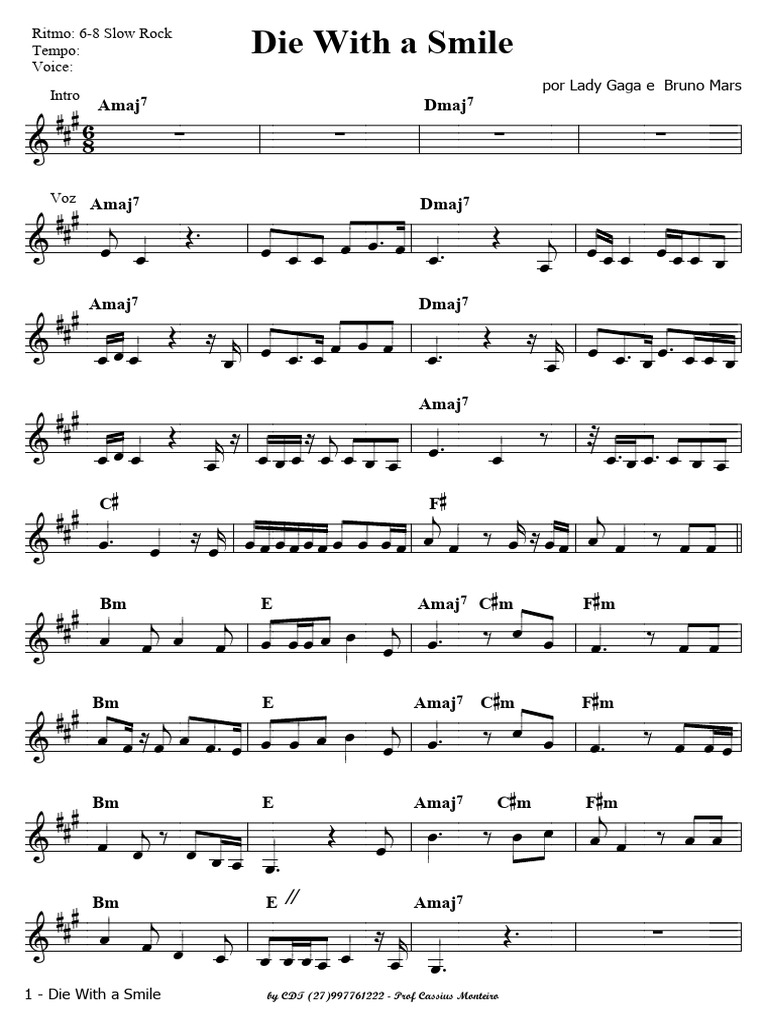 Die With A Smile - Lady Gaga e Bruno Mars | PDF