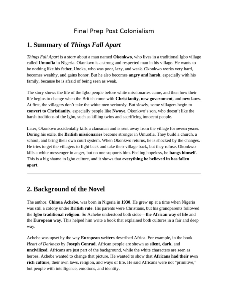 Postcolonial Analysis of Things Fall Apart | PDF | Jane Eyre | Igbo People