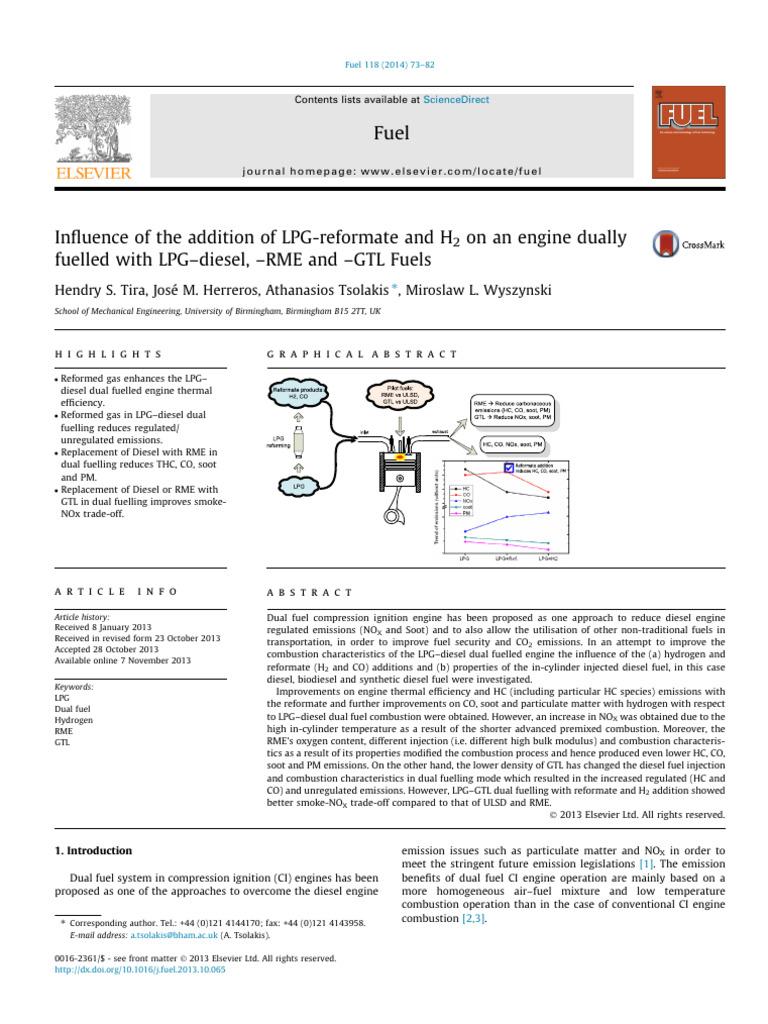 Influence of The Addition of LPG-reformate and H2 On An Engine Dually ...
