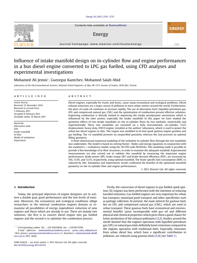 Influence of Intake Manifold Design On In-Cylinder Flow and Engine ...