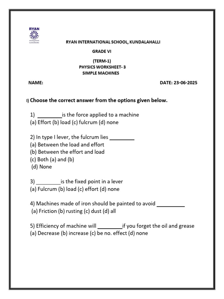 Physics Worksheet-3 (Term-1) For Grade Vi | PDF