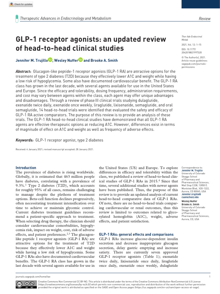 Updated Review of GLP-1 RAs for T2D | PDF | Diabetes | Medicine