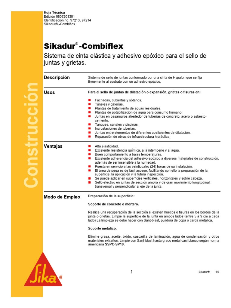 Sikadur®-Combiflex: Sello de Juntas Eficaz | PDF | Hormigón | Agua