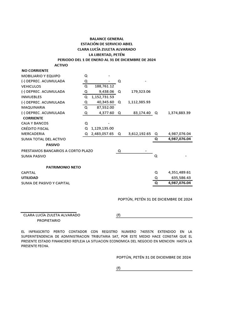 Balance General de Clara Lucia Zuleta | PDF