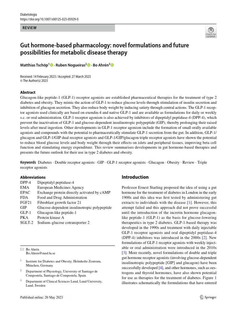 Gut Hormone-Based Pharmacology Novel Formulations and Future ...