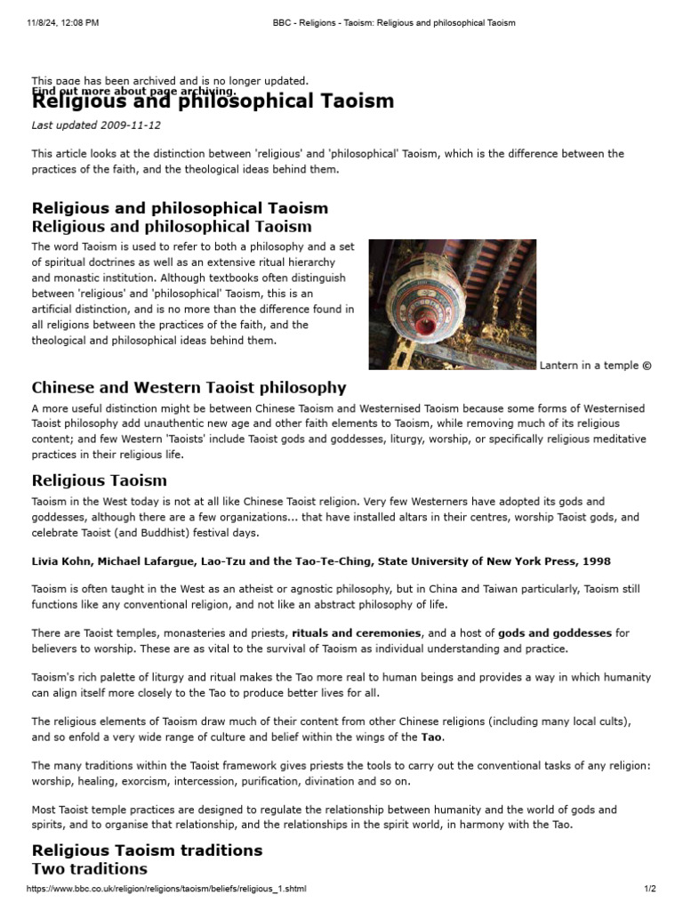 BBC - Religions - Taoism - Religious and Philosophical Taoism | PDF ...