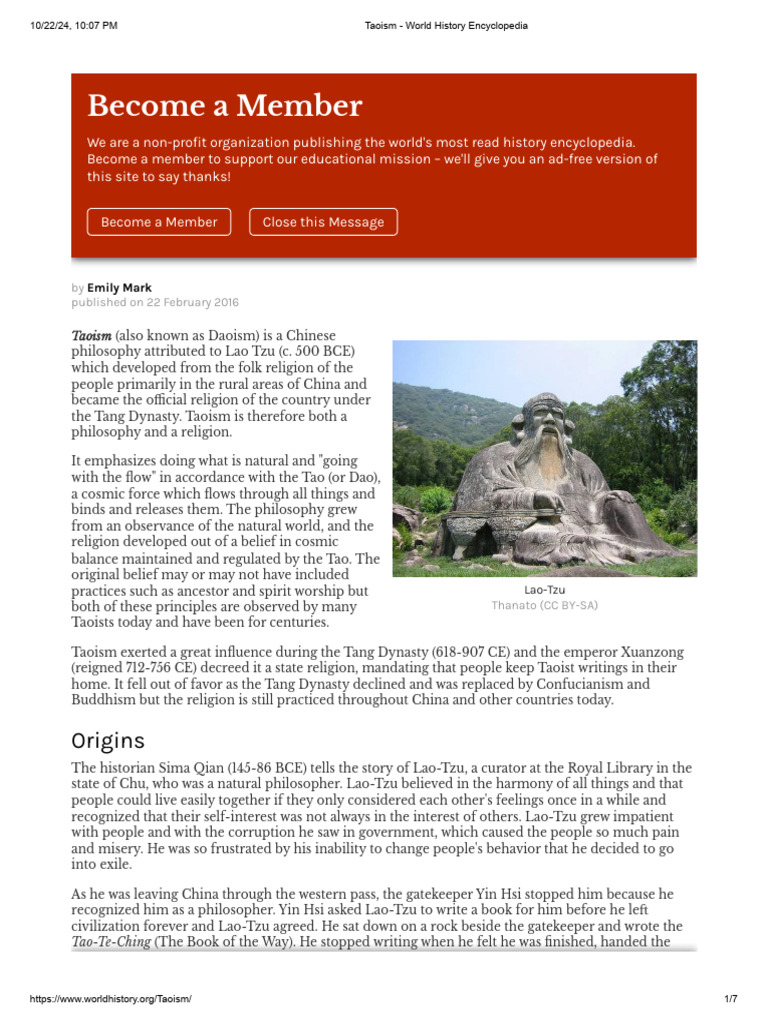 Taoism - World History Encyclopedia | PDF | Yin And Yang | Tao