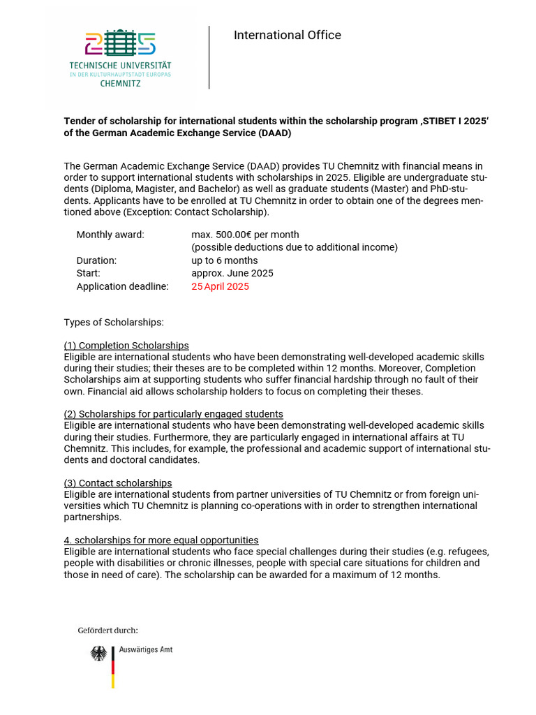 Tender of Scholarship STIBET I 2025 | PDF | Thesis | Academia