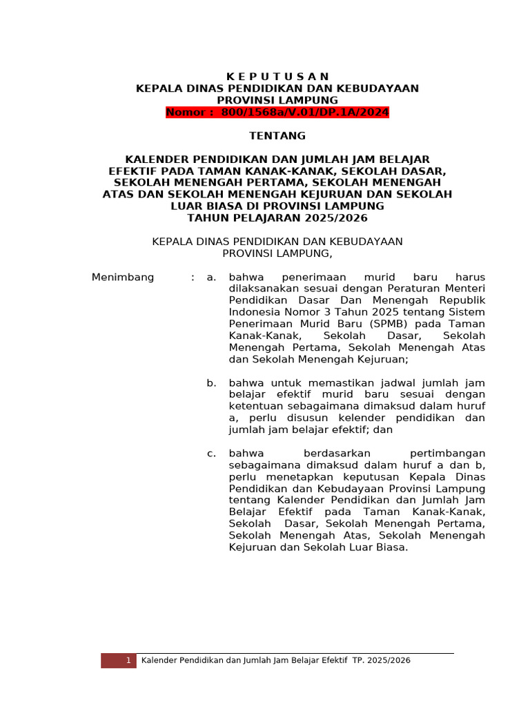 Draft Kalender PPDB 2025 | PDF