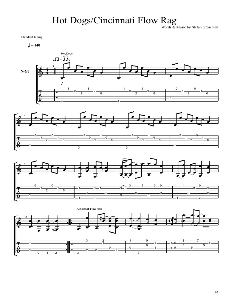 Hot Dogs Cincinnati Flow Rag by Stefan Grossman | PDF