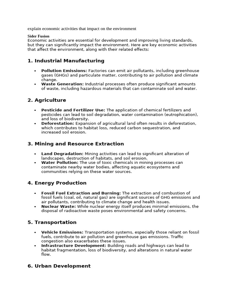Economic Activities Impacting Environment | PDF | Human Impact On The ...