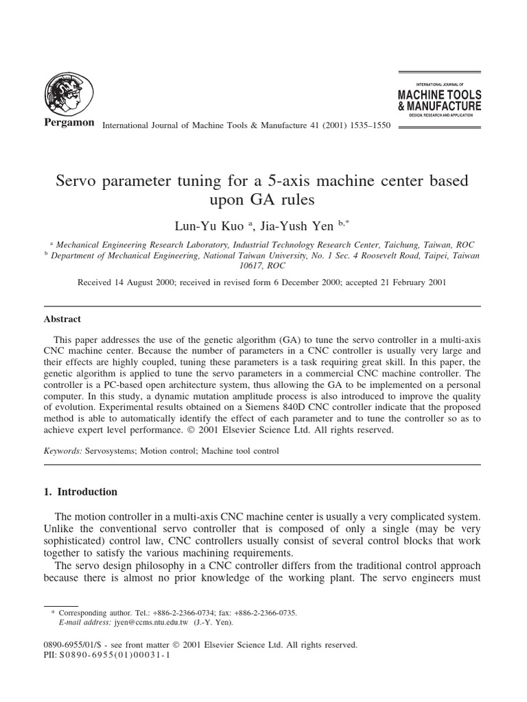 Servo Parameter Tuning For A 5 Axis Machine Center Based 12hkoxdbpp | PDF | Evolution | Mutation