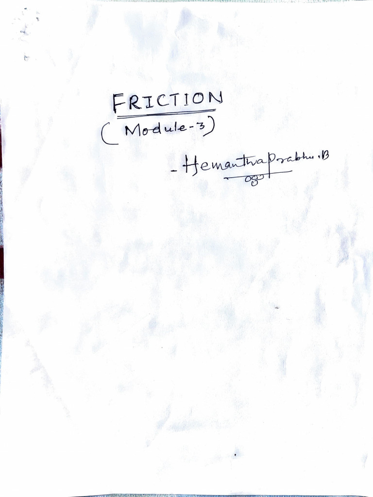 Mechanics Module 3 Friction | PDF