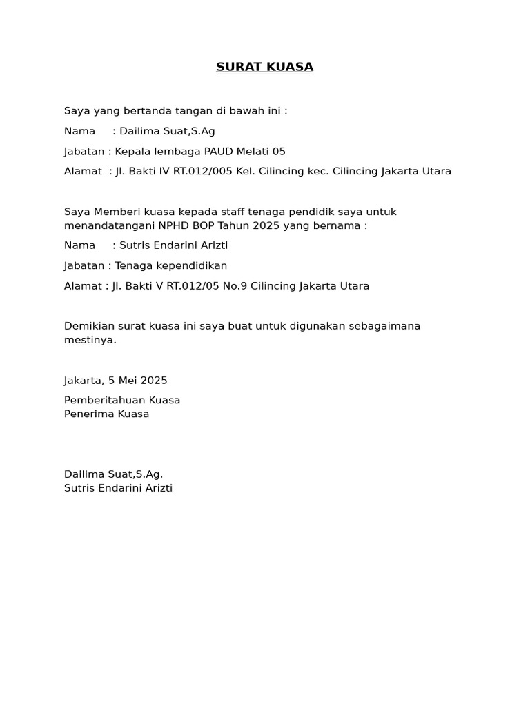 Surat Kuasa NPHD | PDF