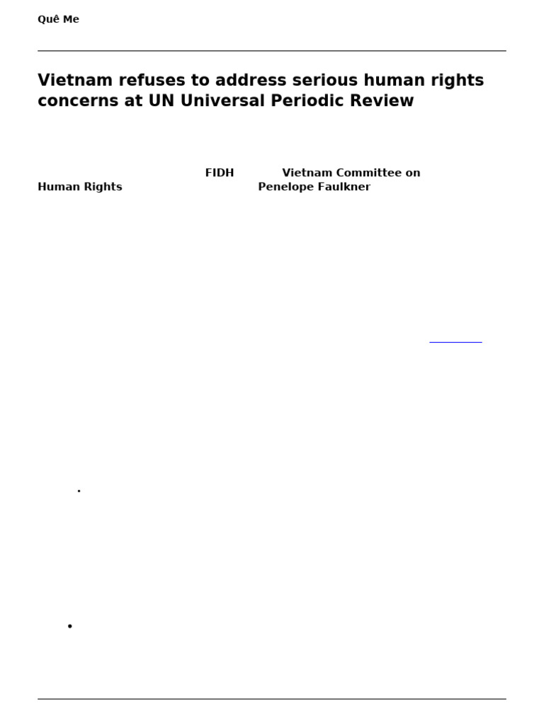 Vietnam Refuses To Address Serious Human Rights Concerns at Upr | PDF ...