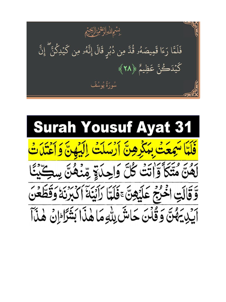 Surat Yusuf Ayat 28 Dan 31 | PDF