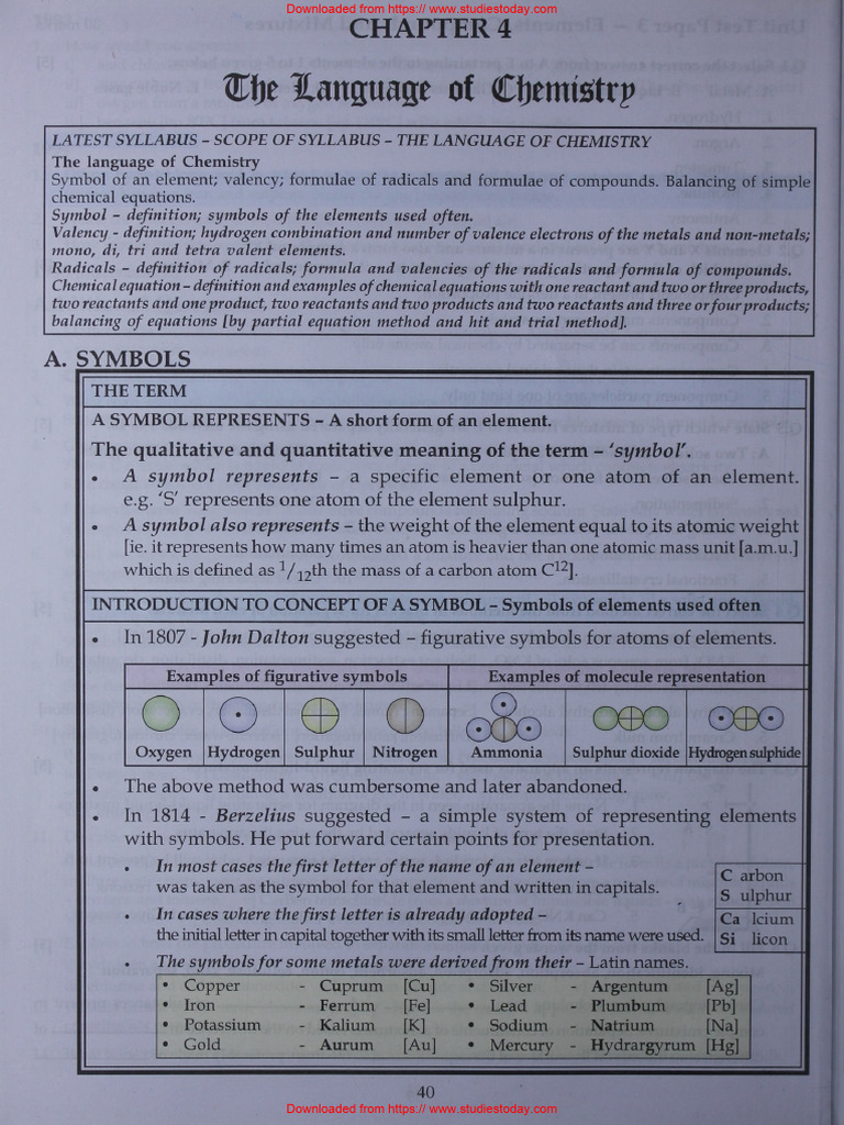 ICSE Class 9 Chemistry Chapter 04 the Language of Chemistry | PDF