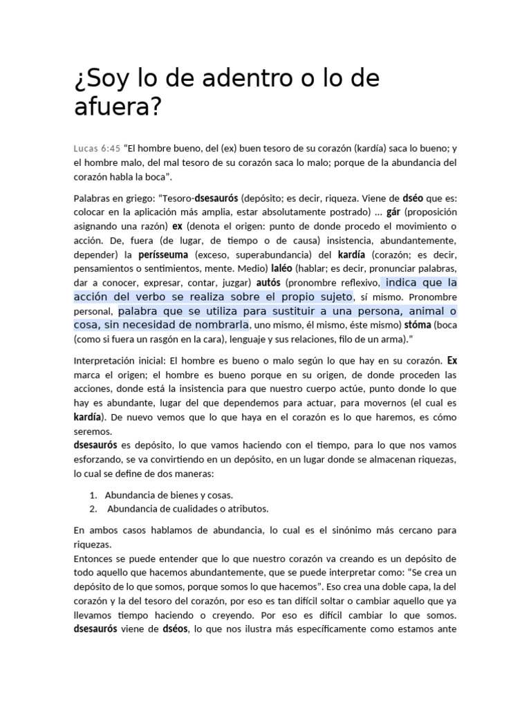 Soy Lo Interno o Lo Externo | PDF | Pronombre
