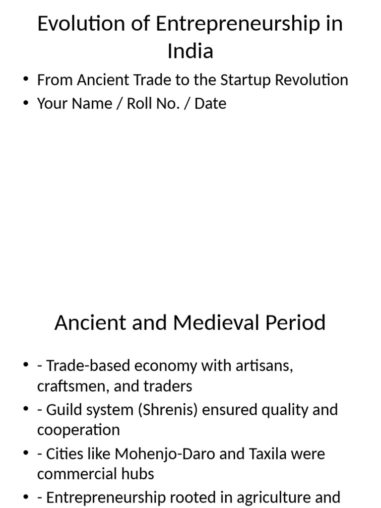 Evolution of Entrepreneurship in India | PDF