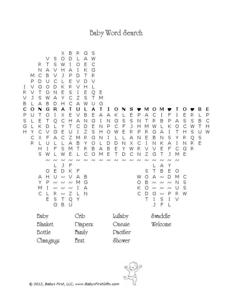 Baby Shower Word Search