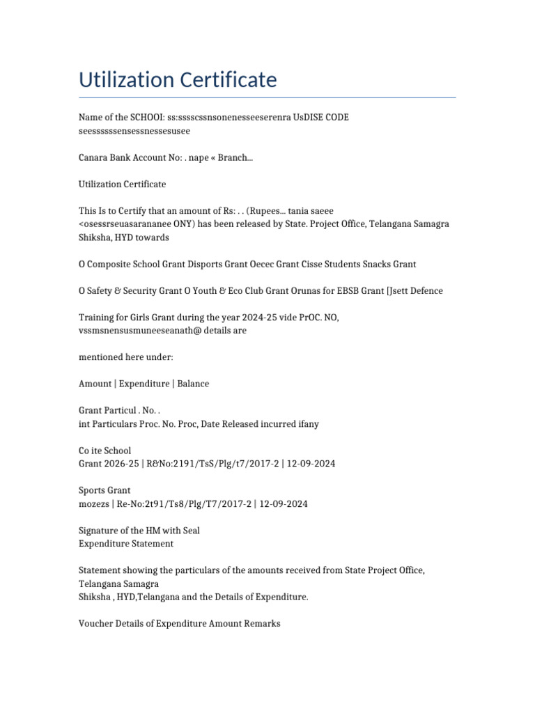 School Grant Utilization Certificate | PDF