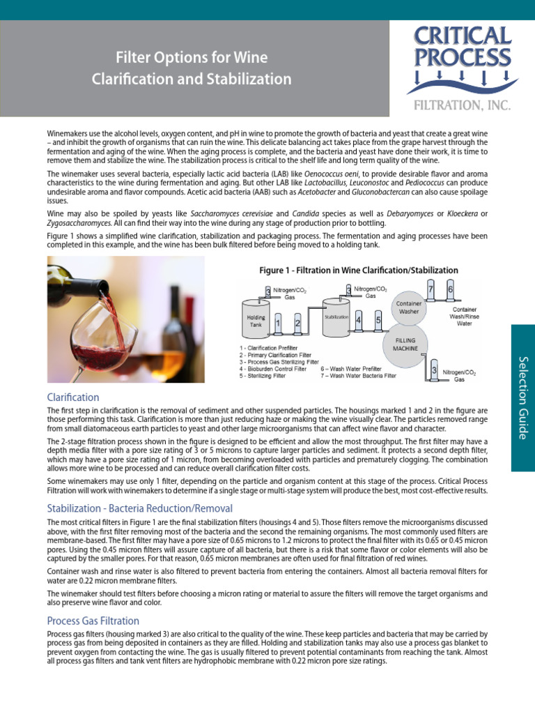 Sel GD Wine Clarif Stabilization | PDF | Filtration | Winemaking