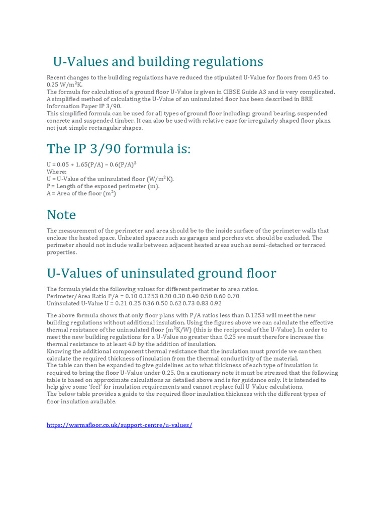 Floor U-Value Calculation Guide | PDF | Thermal Insulation | Area