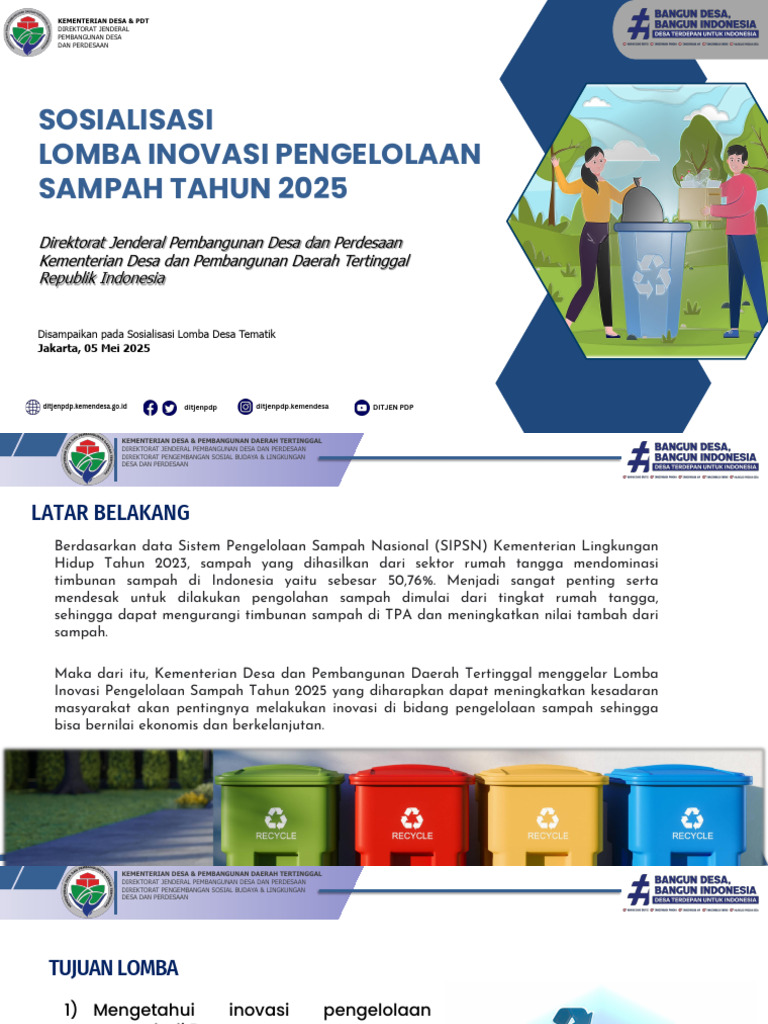 Sosialisasi Lomba Inovasi Pengelolaan Sampah Tahun 2025 - 1 | PDF