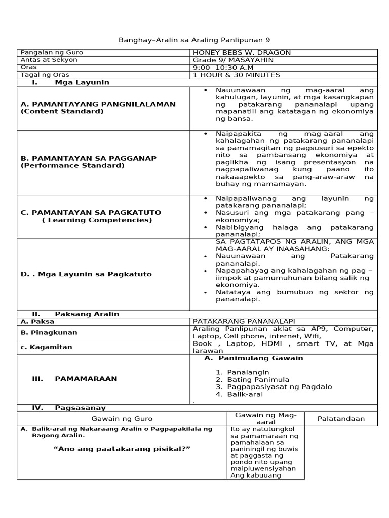 4as Lesson Plan Nadaw | PDF