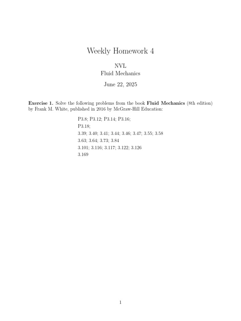 Homework4 Fluid Mechanics | PDF