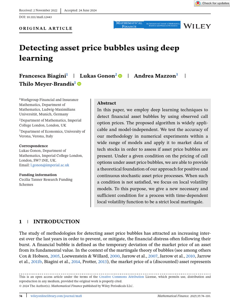 Detecting Asset Price Bubbles Using Deep Learning (Mathematical Finance ...