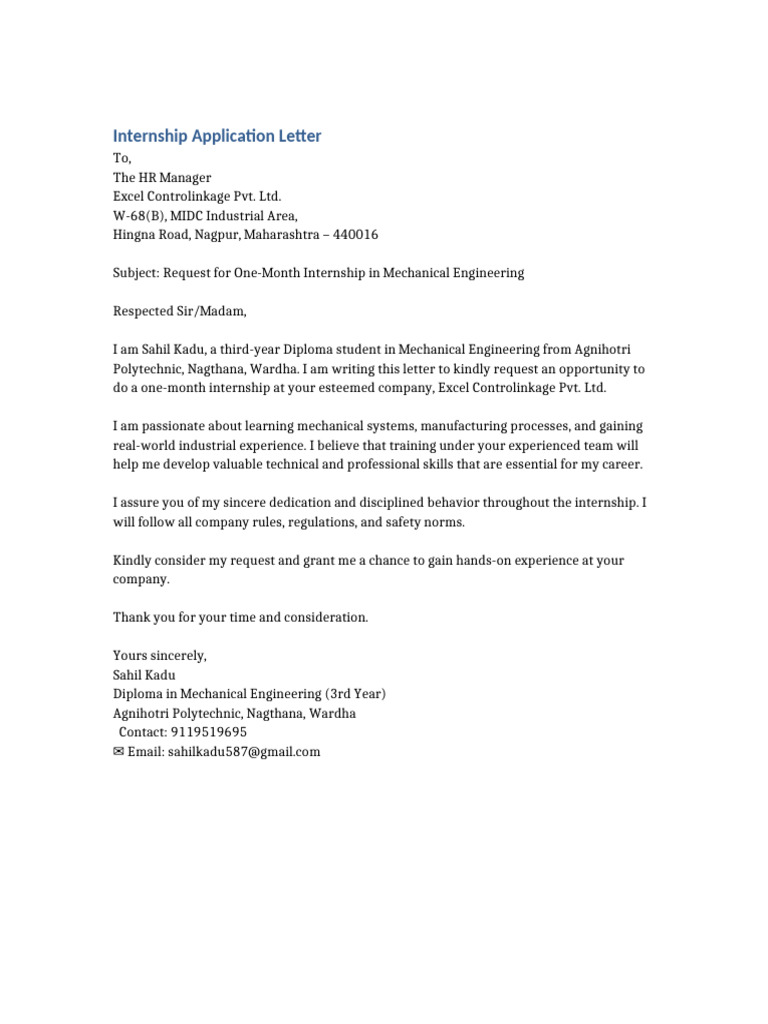 Internship_Application_Sahil_Kadu | PDF