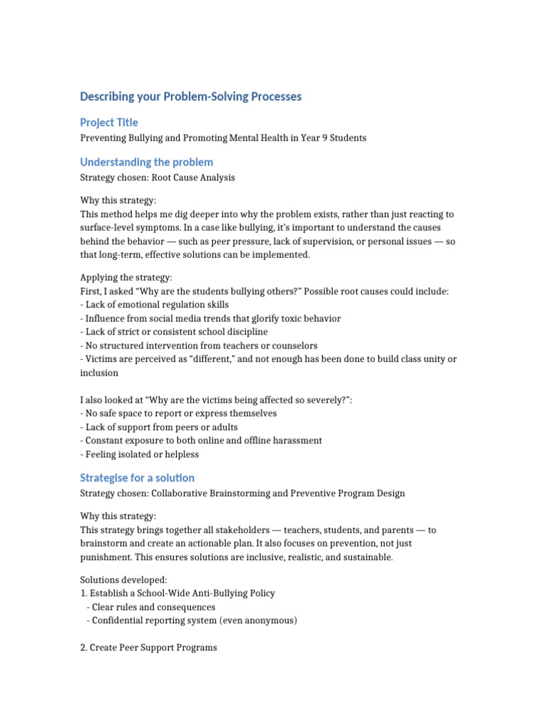 Problem Solving Bullying Coursera | PDF | Bullying | Mental Health